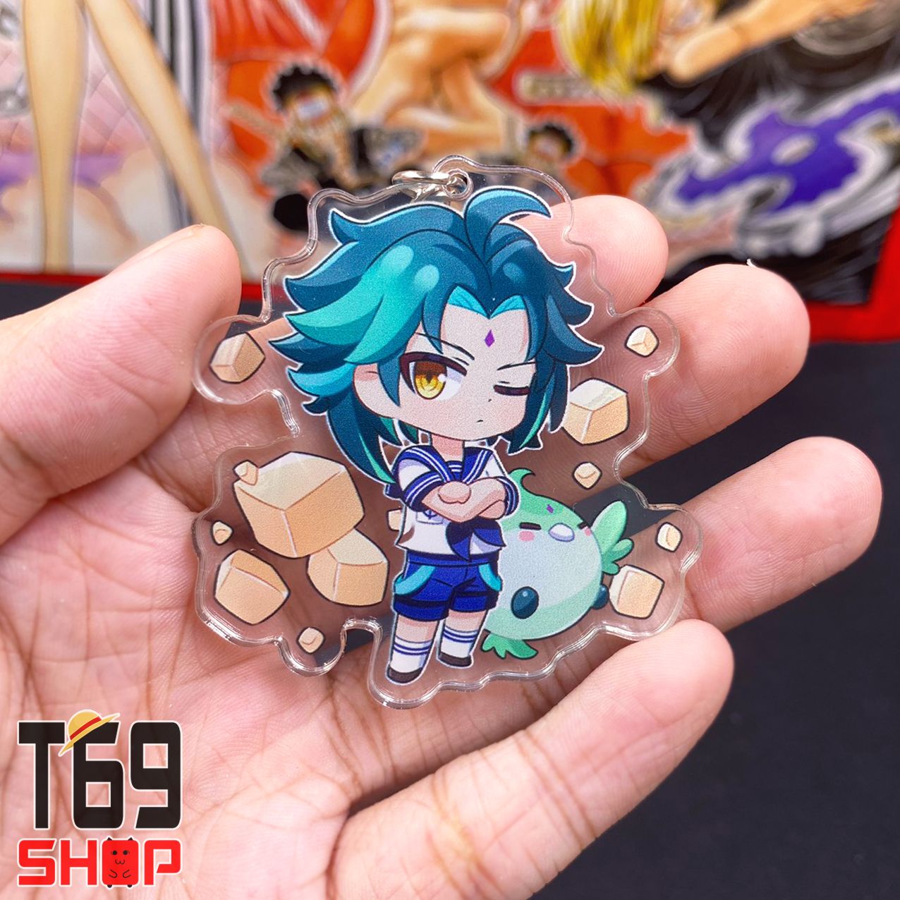 Móc khóa mica game Genshin Impact có Vision kèm chuông – T69 Shop