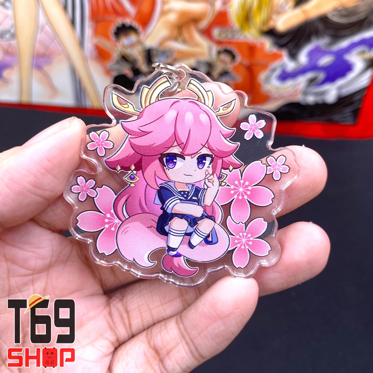 Móc khóa mica game Genshin Impact có Vision kèm chuông – T69 Shop