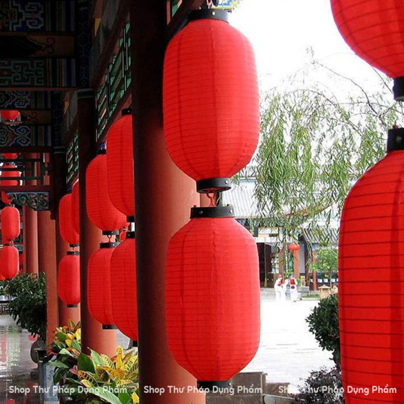 Đèn lồng đỏ chất liệu vải ngoài trời trang trí tết, trung thu, sự kiện ...