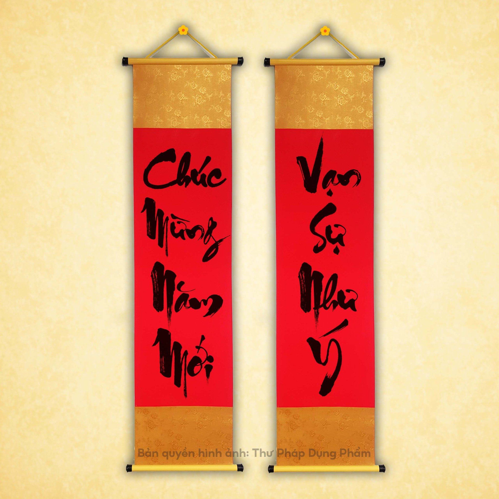 Liễn giấy câu đối đỏ viết thư pháp giấy nhung 26x109cm (1 cặp) – Thư ...