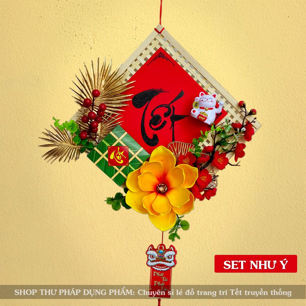 Set mẹt trang trí Tết vòng treo cửa treo tường trang trí nhà cửa đón T ...