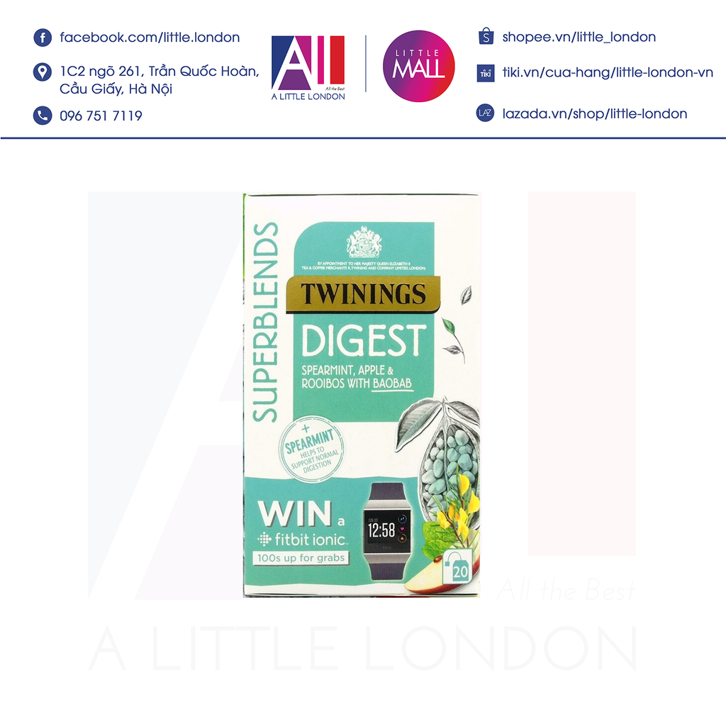 Trà Twinings Digest Spearmint Apple Rooibos With Baobab 20 gói (Bill A