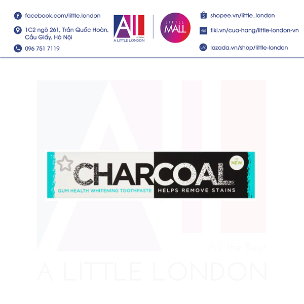 Kem đánh răng Superdrug Charcoal Gum Health WhiteningToothpaste 75ml