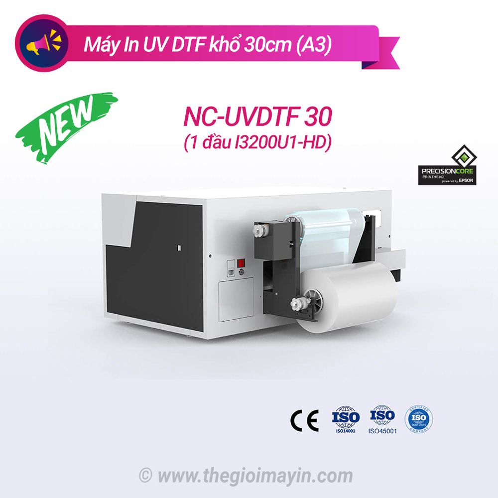 Máy In UV DTF khổ 30cm (A3) NC-UVDTF30 đầu phun I3200U1-HD – Công ty SBC (Sao Băng)