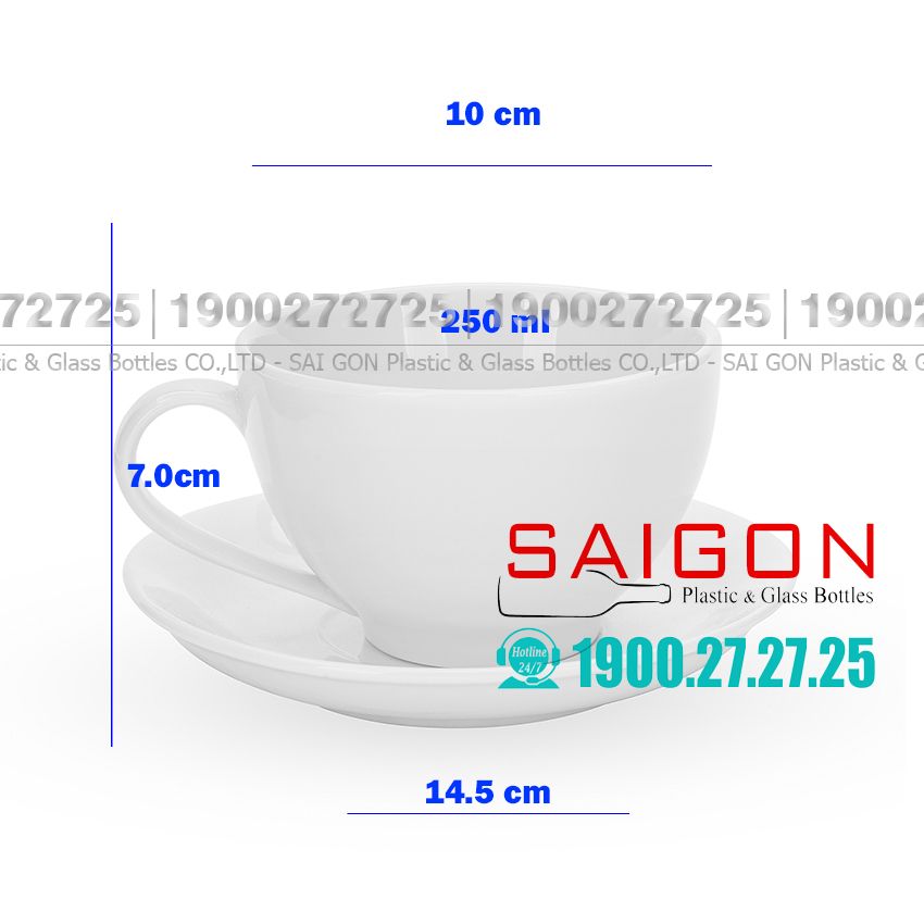Bộ Tách Sứ Cosmo Cappuccino Procelain White Cup 250ml | Gốm Sứ – ly ...