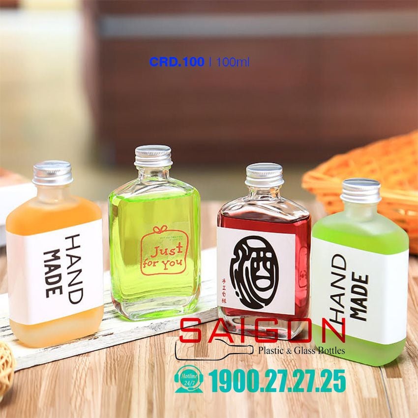 Chai Thủy Tinh Dẹp Mini 100ml | Nắp Nhôm , Thủy Tinh Cao Cấp – ly Thủy ...