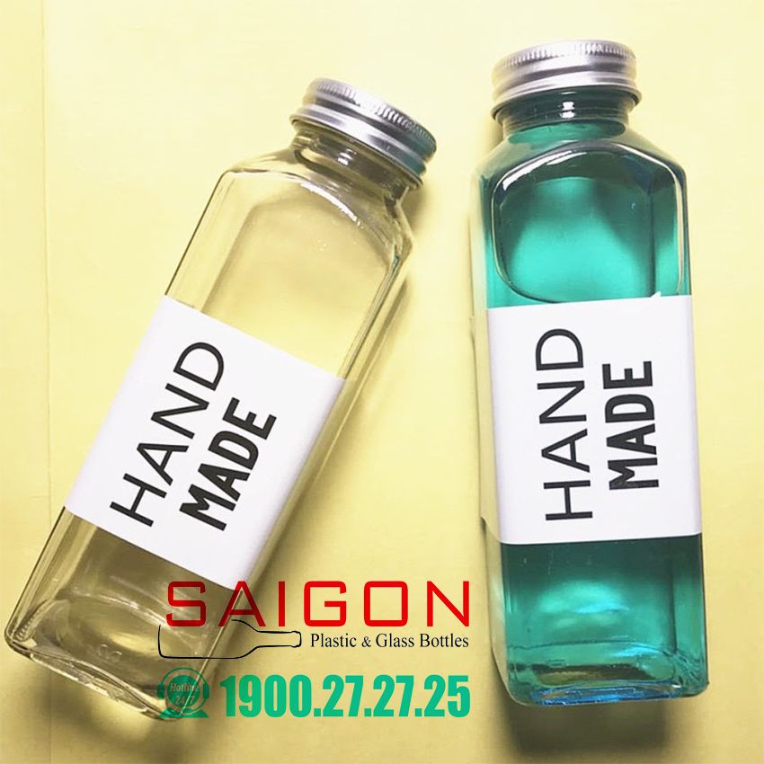 Chai Vuông Cao Thủy Tinh 350ml | Nắp Nhôm , Thủy Tinh Cao Cấp – ly Thủy Tinh Nhập Khẩu