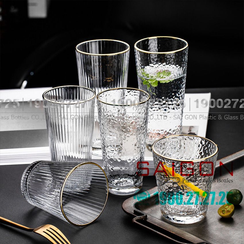 Ly Thủy Tinh Delisoga Studio Gold Rim Stripes Tumber Glass 333ml – ly Thủy Tinh Nhập Khẩu