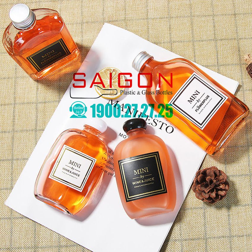 Chai Dẹp cổ Cao Thủy Tinh | Nắp Nhôm , Tùy Chọn Dung Tích – ly Thủy ...