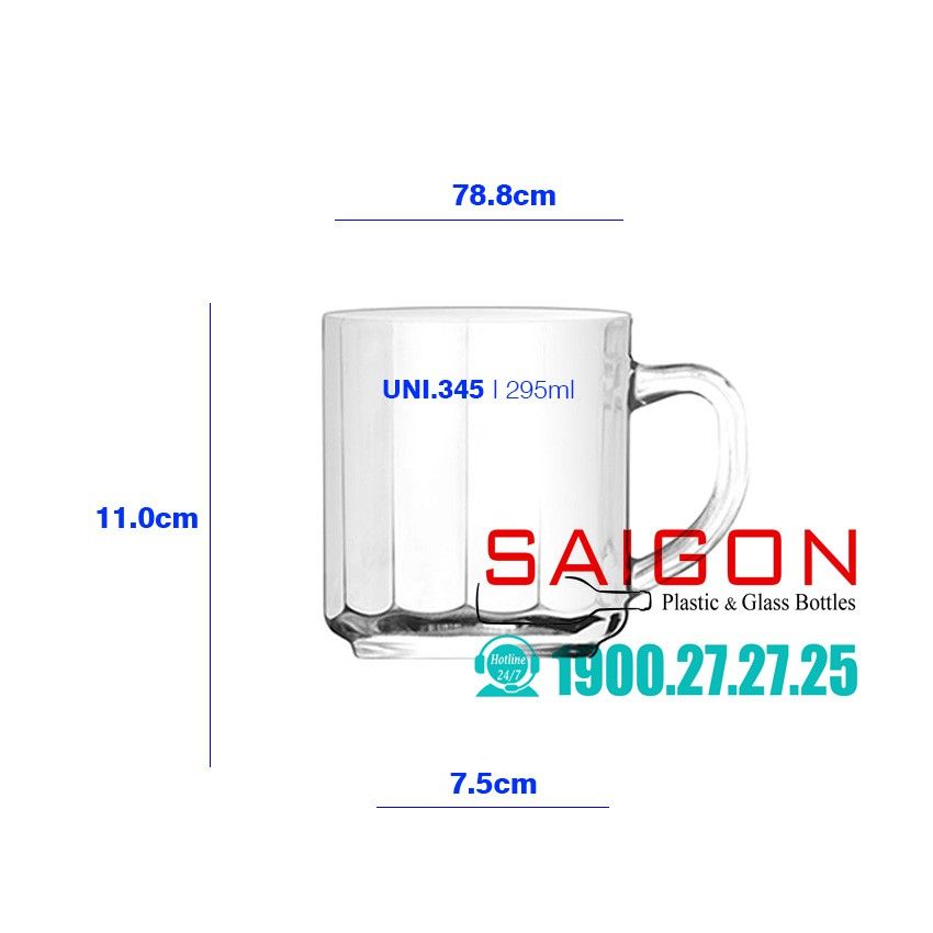 Ly Thủy Tinh Sọc Có Quai Union Tea Cup Stripes Glass 295ml | Union 345 ...