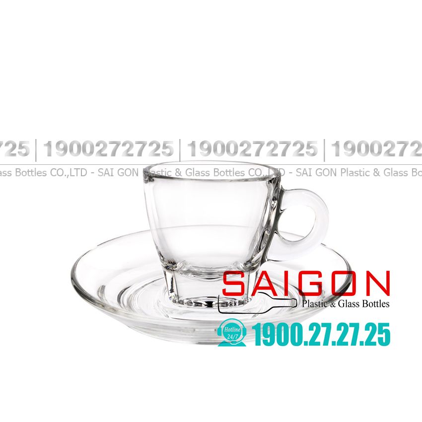 Bộ Tách CAFFÉ ESPRESSO 70ml ( Đĩa + Tách ) – ly Thủy Tinh Nhập Khẩu