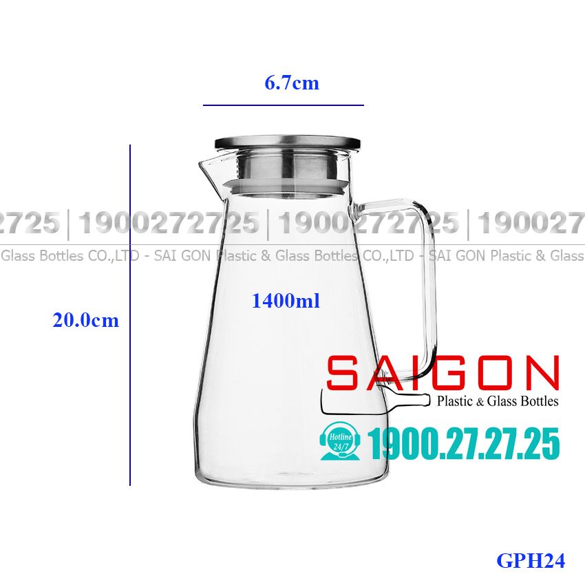 Bình Thủy Tinh Chịu Nhiệt Delisoga Borosilicate Glass Pitcher 1400ml – ly Thủy Tinh Nhập Khẩu