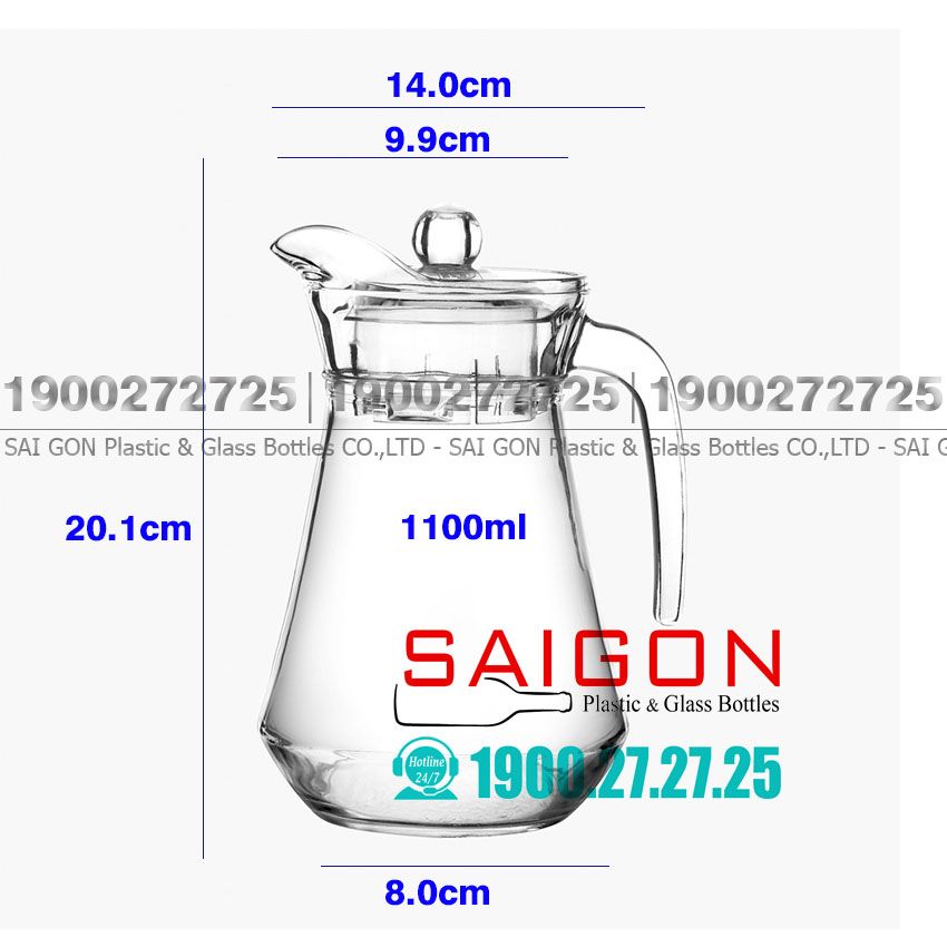 Bình Nước Thủy Tinh Deli Delisoga Pitcher 1100ml | DELI EH1002-1, Thủy – ly Thủy Tinh Nhập Khẩu