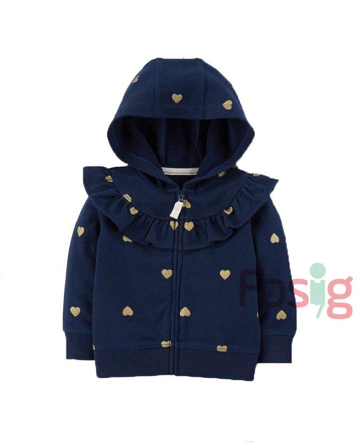 Áo Khoác Da Cá Bé Gái Carter's - Navy/Tim Vàng – Fosig