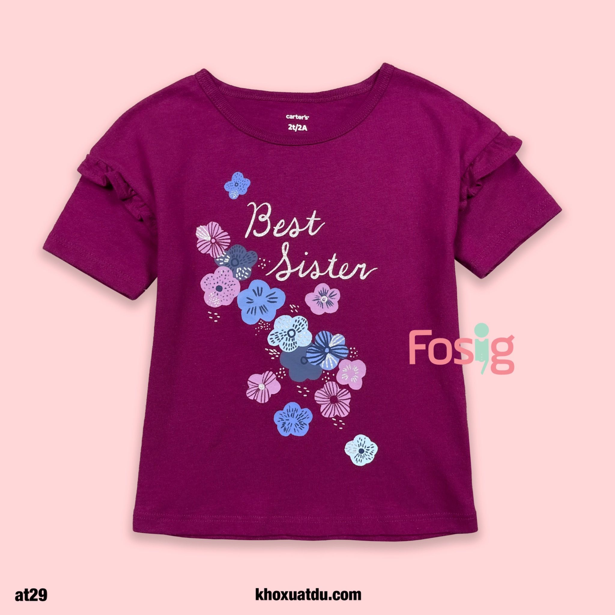 [6-18kg; 35-43kg] Áo Thun Tay Ngắn Bé Gái Cter - Tím Best Sister – Fosig