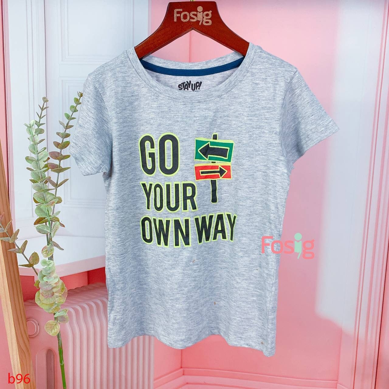 [10-16kg] Áo Thun Stay Up [Boy] - Xám/Mũi Tên – Fosig