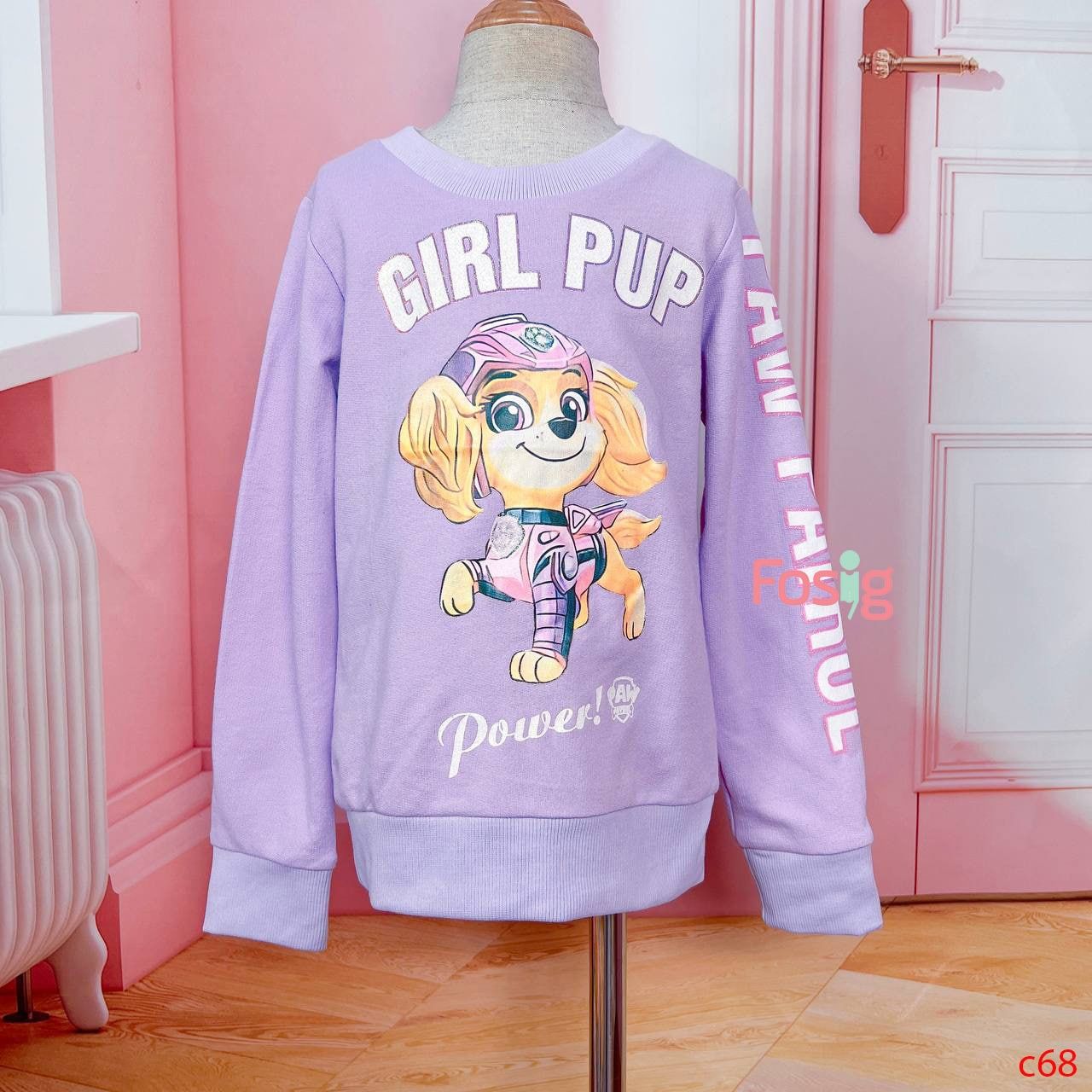 [13-38kg] Áo Da Cá Tay Dài Bé Gái HM - Tím Girl Pup – Fosig