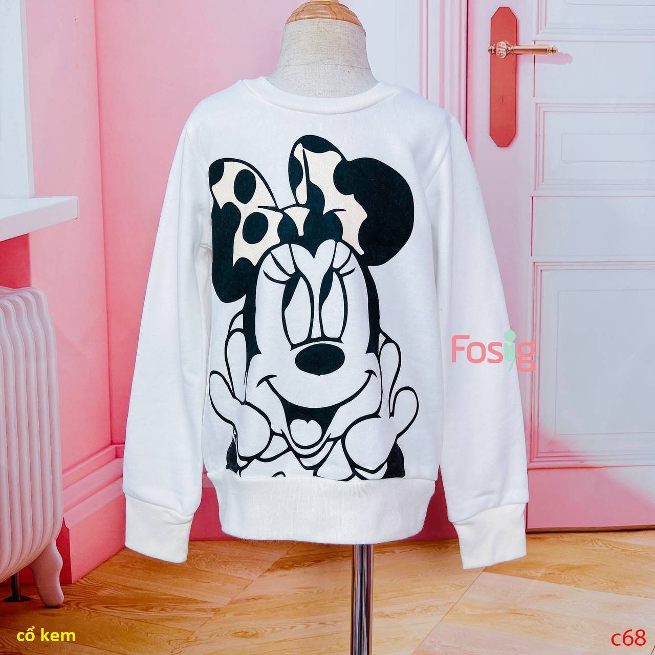 [13-38kg] Áo Da Cá Tay Dài Bé Gái HM - Cổ Kem Minnie – Fosig