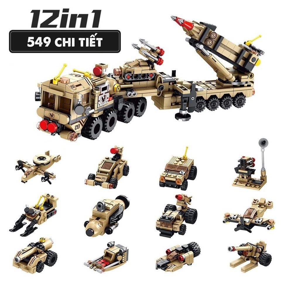 Bộ lắp ráp lego Panlos Brick 12 trong 1 - Mô hình tên lửa phòng không ...