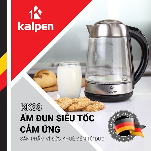 Bình đun nước siêu tốc thủy tinh Kalpen KK88 1.7L - Đổi màu theo nhiệt – A2ZMART