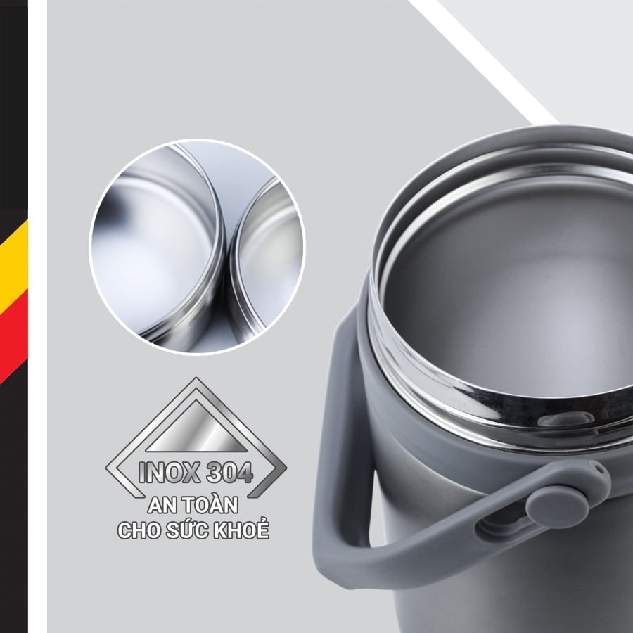 Bình đựng thức ăn giữ nhiệt 3 ngăn Inox 304 Kalpen KP-368 1800ml – A2ZMART