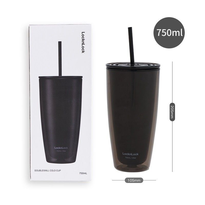 Ly nhựa 2 lớp cách nhiệt Lock&Lock HAP507 750ml - Kèm ống hút – A2ZMART