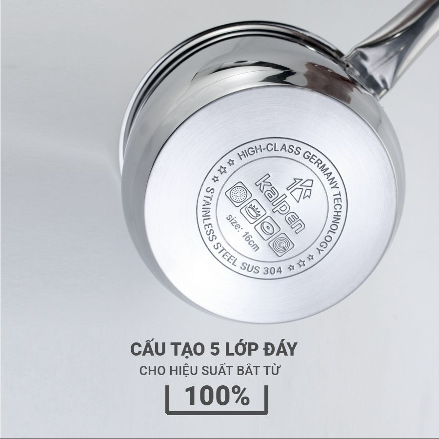 Nồi quánh Inox 304 cao cấp 5 đáy Kalpen Lermat L16 16cm – A2ZMART
