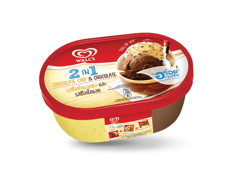 KEM WALLS 2IN1 CHOCOLATE CHIP & CHUOCOLATE 310ML WALL'S 2IN1 VỤN SOCOL ...