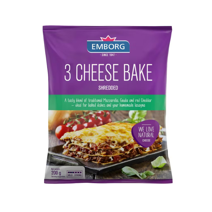 Cheese Shredded 3 Bake Cheese Emborg 200G – Nam An Market