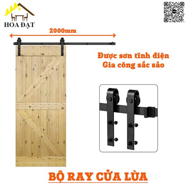 Bộ ray cửa lùa bánh xe Vinahardware phi 60-VNH001235