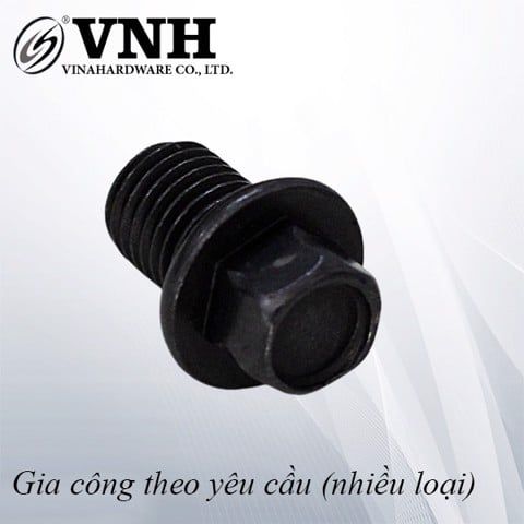 Bulong đầu bông Vinahardware loại M12, màu đen-BHO1213D17