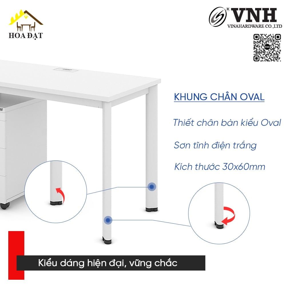 Khung bàn tháo ráp oval Vinahardware, chân bàn oval sơn đen/ sơn trắng