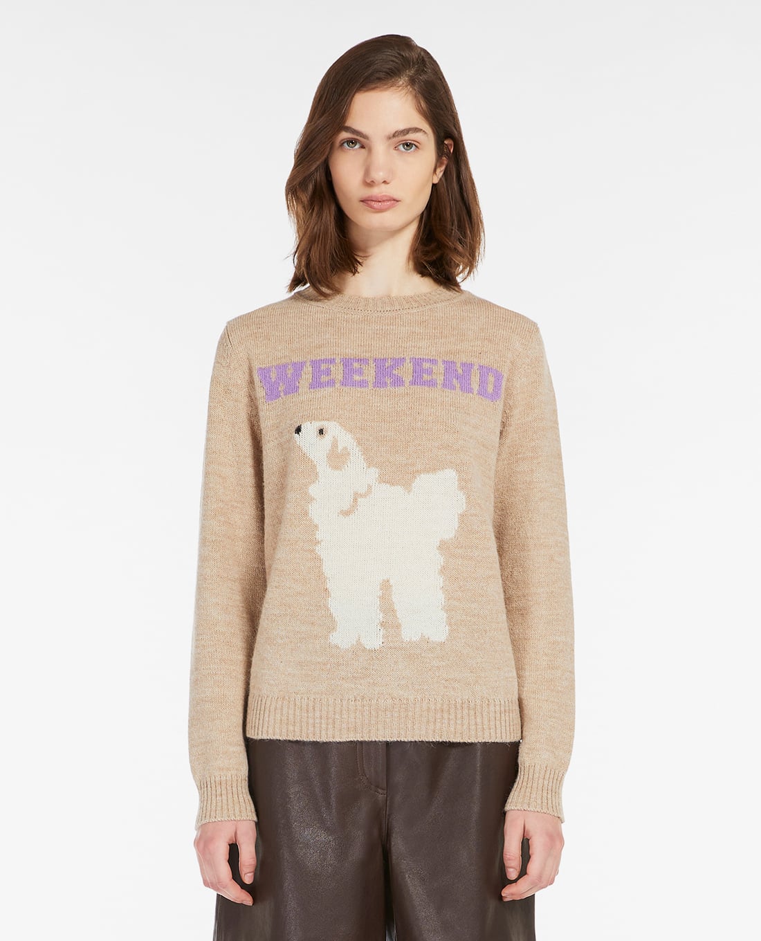 WEEKEND MAX MARA - Áo sweater dệt kim tay dài cổ tròn Ombrosa