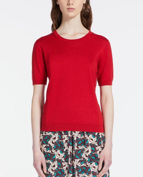 WEEKEND MAX MARA - Áo thun nữ dệt kim tay ngắn cổ tròn Salute