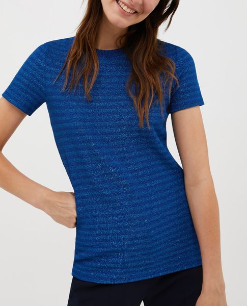 MAX&Co. - Áo dệt kim nữ cổ tròn tay ngắn kẻ sọc Amabile