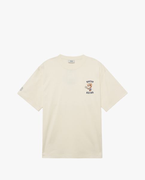 MLB - Áo thun unisex cổ tròn tay ngắn in hình dễ thương