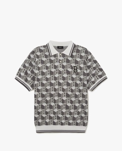 MLB - Áo polo unisex tay ngắn Cube Monogram All Over