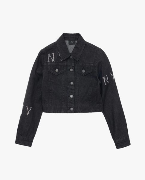 MLB - Áo khoác denim nữ cổ bẻ tay dài Crystal Megagram