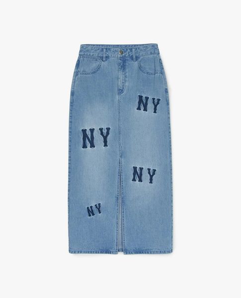 MLB - Chân váy denim midi xẻ tà Megagram