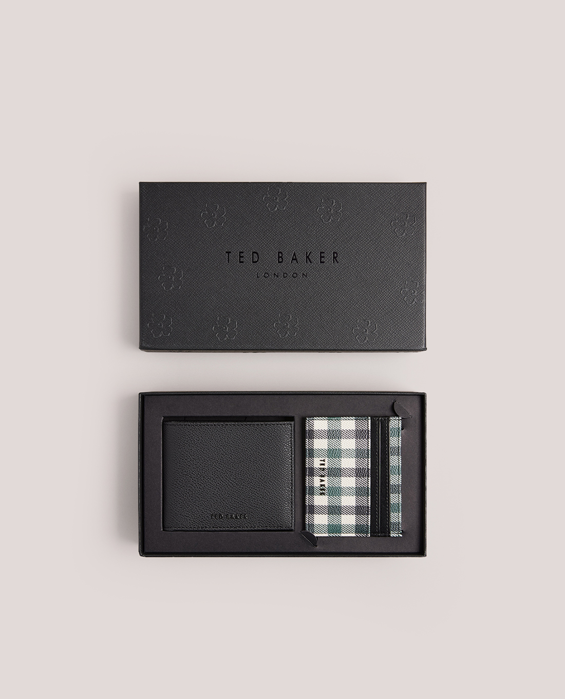 TED BAKER - Set ví tiền và ví đựng thẻ kẻ sọc thời trang