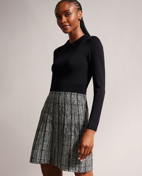 TED BAKER - Đầm mini cổ bẻ tay dài Leanno