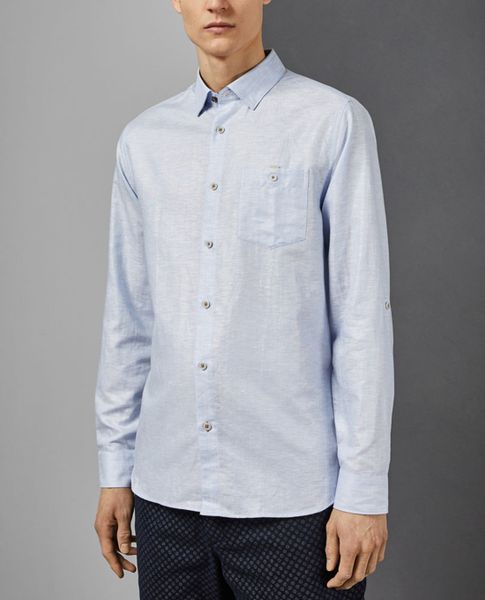 TED BAKER - Áo sơ mi nam dài tay vải lanh Emuu