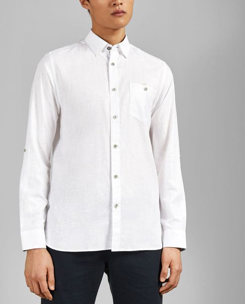 TED BAKER - Áo sơ mi nam dài tay vải lanh Emuu