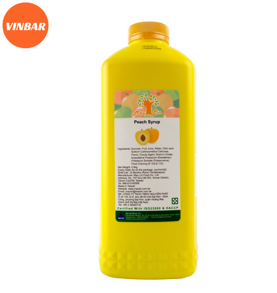 SIRO MAULIN ĐÀO (PEACH) – Vinbar - Nguyên Liệu Thiết Bị Pha Chế Giá Sỉ