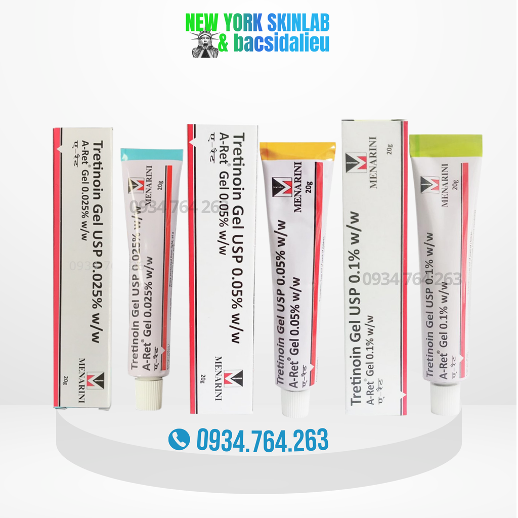 Tretinoin Aret Gel 0.025% - 0.05% - 0.1%, Gel trị mụn và chống lão hóa ...