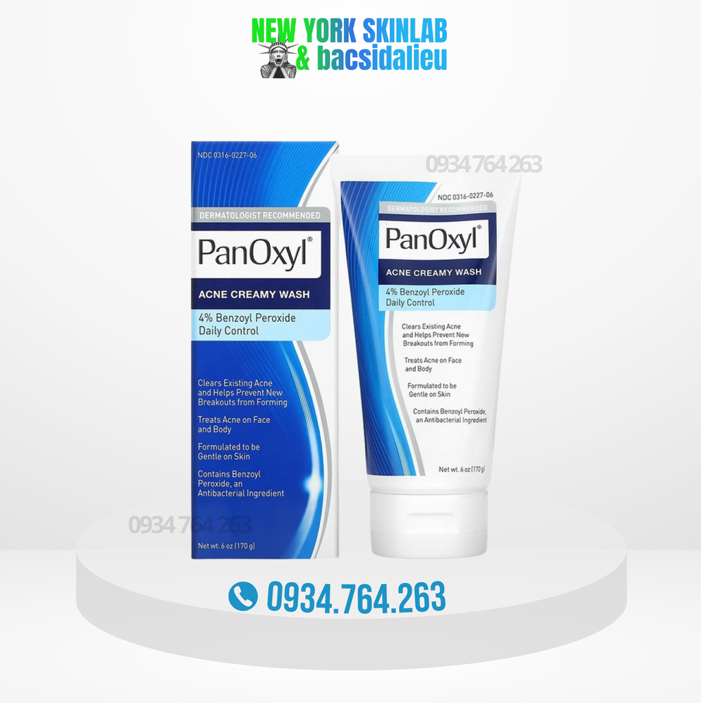 Sữa rửa mặt Panoxyl (156g) 4-10% benzoyl peroxide (BPO) - sạch sâu, trị mụn viêm, sưng, mụn ...