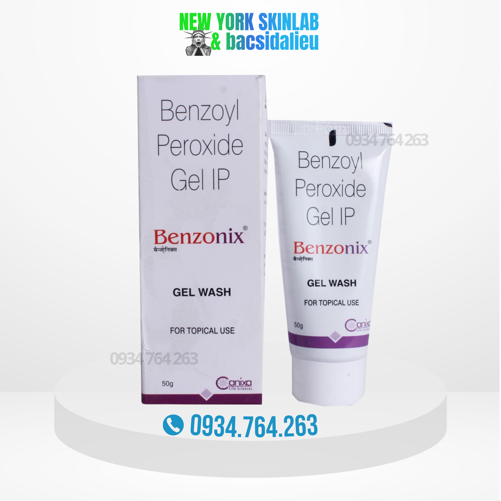 Sữa rửa mặt Benzonix gel (50g) 5% benzoyl peroxide (BPO) - sạch sâu ...