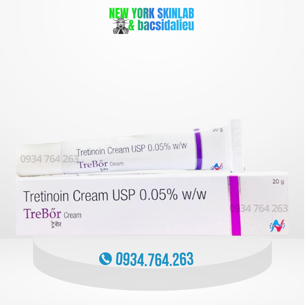 [tạm hết] Tretinoin Trebor cream USP (20g) tretinol 0.05 - 0.025% tre ...