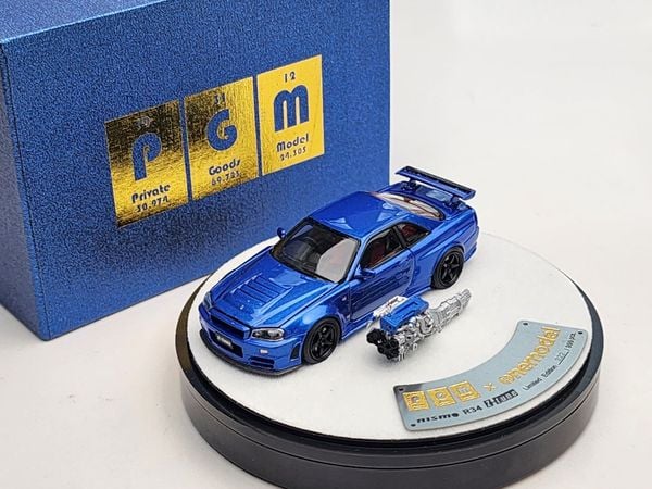 Xe Mô Hình Nissan R34 Z Tune "Tròn" 1:64 PGM*One Model ( Metallic Blue ...