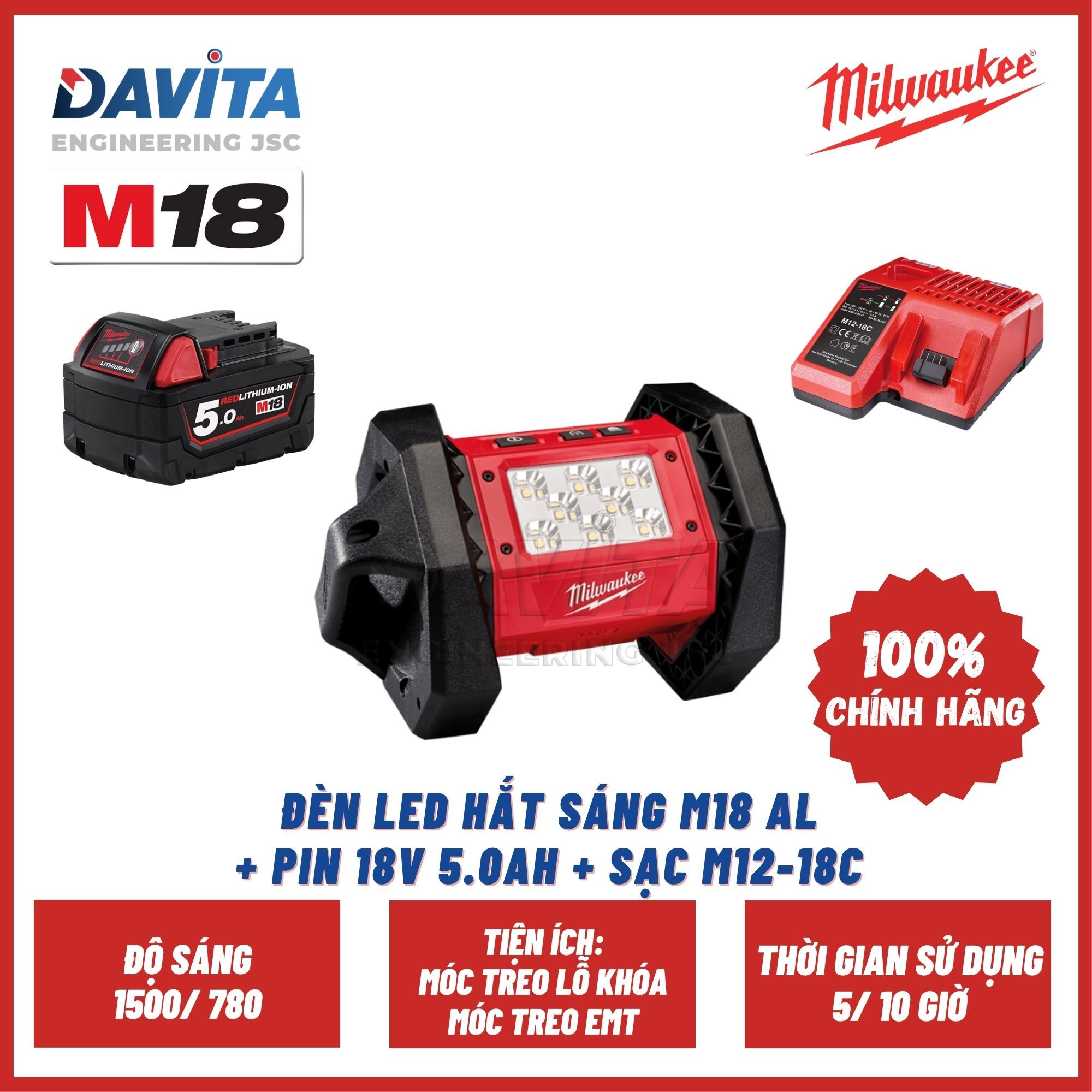 ĐÈN LED HẮT SÁNG M18 AL – Công ty Cổ phần Kỹ thuật DAVITA